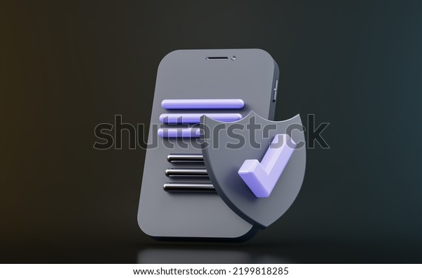 Smartphone Security Shield Check Mark Sign Stock Illustration ...