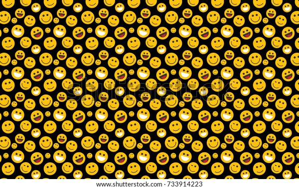 Smiley Face Seamless Pattern On Black Stock Illustration 733914223 ...