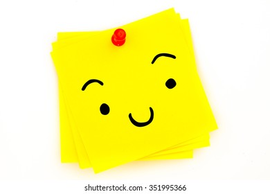Laughing Face Against Sticky Note Red Stock Illustration 351402650