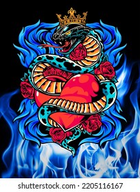 Snake King Fire Snakes Extremely Venomous Stock Illustration 2205116167 ...