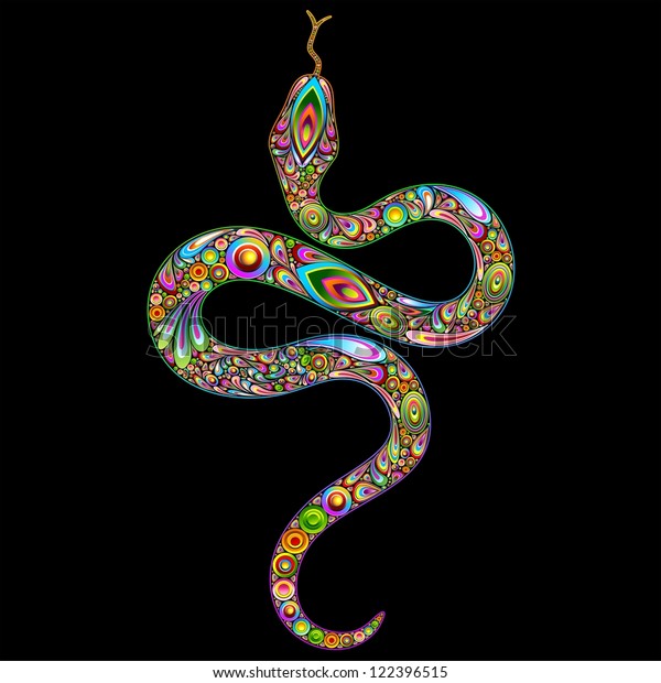 Snake Psychedelic Art Design Stock Illustration 122396515