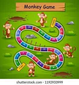 Boardgame Template Monkeys Jungle Illustration Stock Vector (Royalty ...