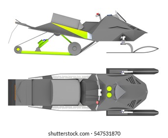 Snowmobile Side Top View 3d Rendering Stock Illustration 547531870 ...