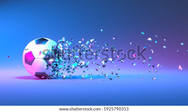 Soccer Ball Falling Into Small Pieces Stock Illustration 1925790353