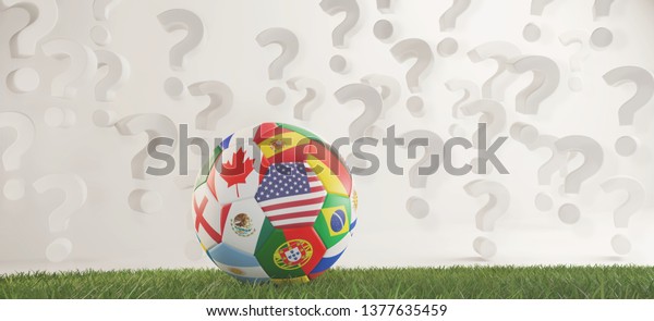 Soccer Ball Flags Question Marks Overlay Stock Illustration 1377635459