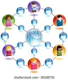 Illustration Stickman Kids Head Part Network Stock Vector (Royalty Free ...