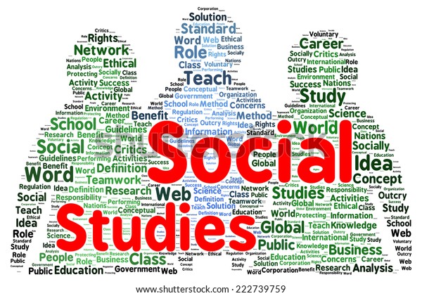 Social Studies Word Cloud Shape Concept: ilustración de stock 222739759 ...