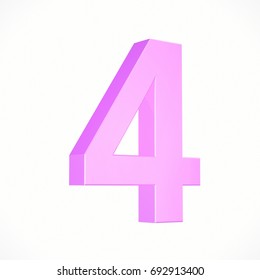 3d Pink Number Four Isolated On: ilustración de stock 81591637 ...