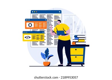 Software Development Concept People Scene Flat Stock Illustration ...