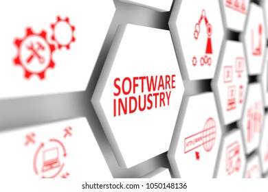 Software Industry Concept Cell Blurred Background Stock Illustration ...