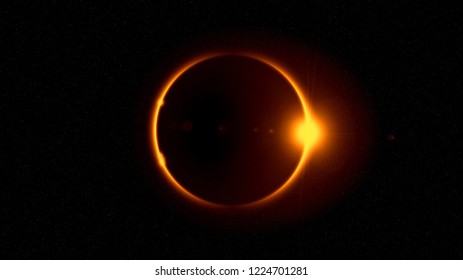 Solar Eclipse Golden Light Emitting Stock Illustration 1224701281 ...