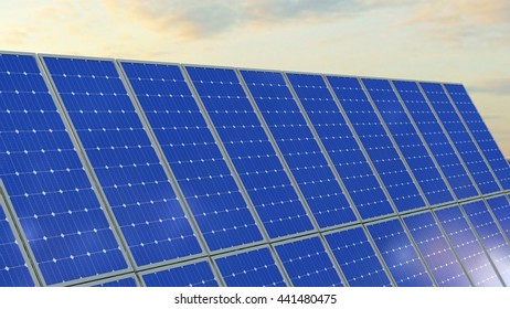 Solar Panels 3d Rendering Stock Illustration 441480475