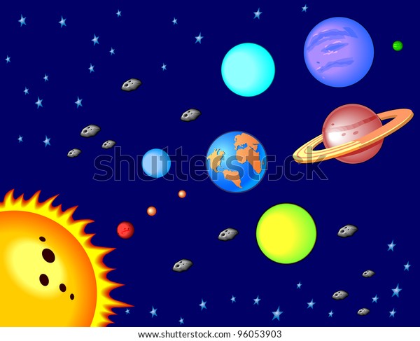Solar System Cartoon Stock Illustration 96053903 | Shutterstock