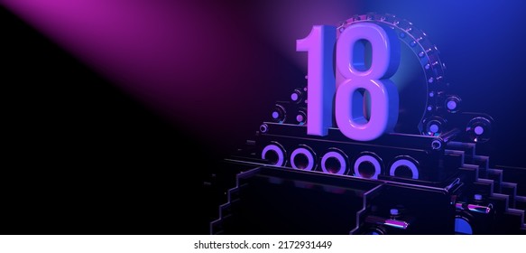 Solid Number 18 On Black Reflective Stock Illustration 2172931449 ...