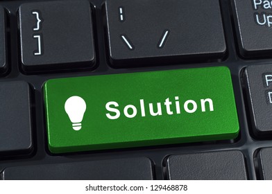 Solutions Button Computer Keyboard Icon Lightbulb Stock Illustration ...