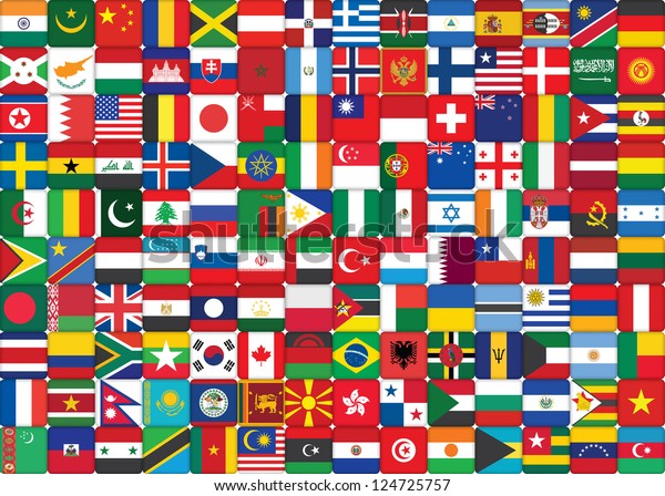 Some World Flags Icons Background 스톡 일러스트 124725757