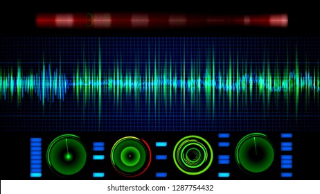 Sound Radar Visualization Processing Audio Signal: ilustrações stock ...