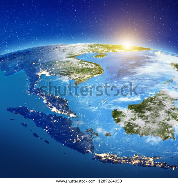 South-east Asia from space. Elements of this image furnished by NASA ...
