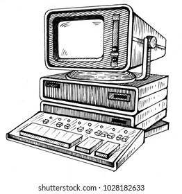 Soviet Computer Dvk2 Old Computer One: стоковая иллюстрация, 1028182633 ...