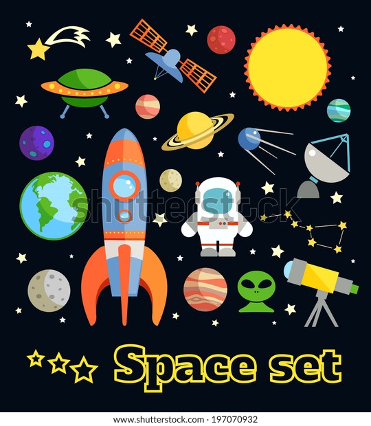 Space Astronomy Decorative Elements Set Isolated Stock Illustration ...