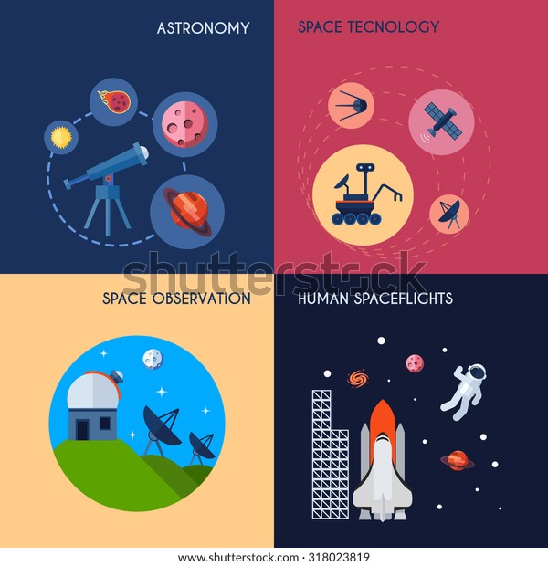 Space Design Concept Set Astronomy Technology Stock Illustration ...