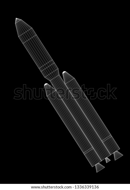 Space Rocket Architect Blueprint 3d Renderings Stock Illustration ...