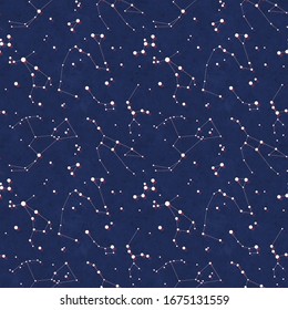 Space Seamless Pattern Constellations Stars Night Stock Illustration ...