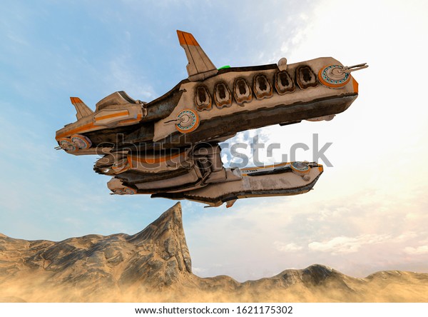Space Ship Side View On Desert Stock Illustration 1621175302 | Shutterstock