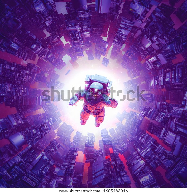 Space Time Singularity 3d Illustration Astronaut Stock Illustration ...