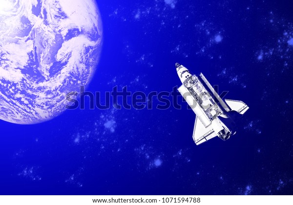 Spaceship Flying Into Outer Space Towards Stock Illustration 1071594788 ...