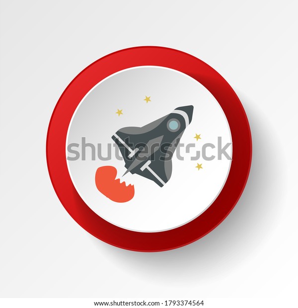 Spaceship Rocket Colored Button Icon Element Stock Illustration ...