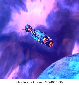 Spaceship Taking Off Planet Outer Space Stock Illustration 1894044595 ...