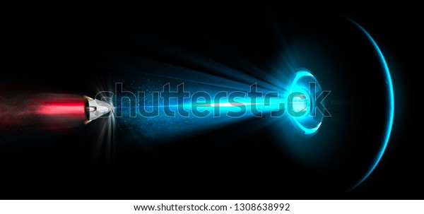 Spaceship Ufo Tractor Beam Spatial Module Stock Illustration 1308638992 ...