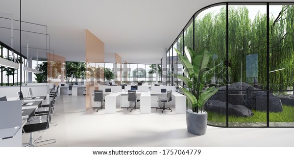 Spacious Light Lighted Office Work Desks Stock Illustration 1757064779 ...