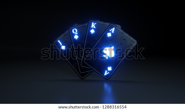 Spades Playing Cards Stack Blue Neon Stock Illustration 1288316554 ...