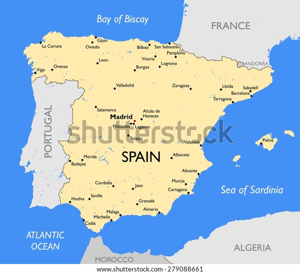 Spain Map: ภาพประกอบสต็อก 279088661 | Shutterstock