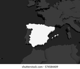 Spain Map Black Background 3d Illustration Stock Illustration 574584409 ...