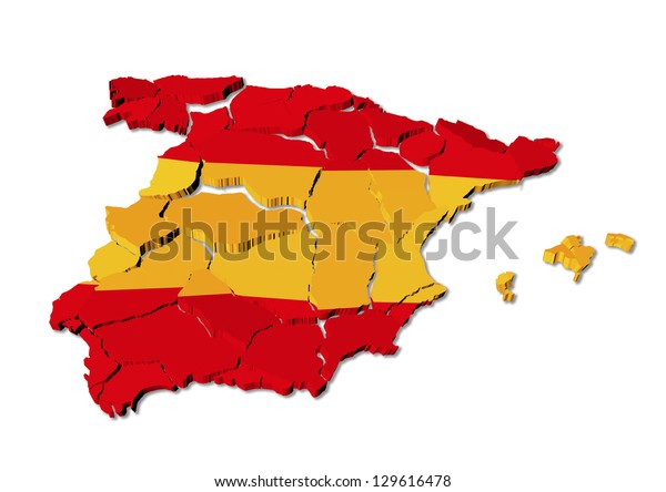 Spain Map Cracked Conceptual Representation National Stock Illustration ...