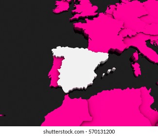 Spain Map Pink Background 3d Illustration Stock Illustration 570131200 ...