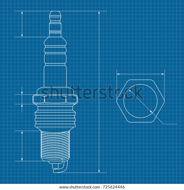 Spark Plug Technical Drawing On Blueprint Stock Illustration 725624446 ...