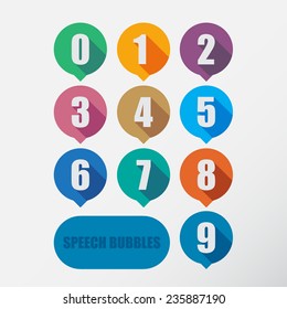 Speech Bubbles Number Set Flat Design 스톡 일러스트 235887190 | Shutterstock