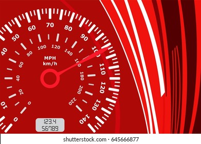 Speedometer On Abstract Red Background Showing Stock Vector (Royalty ...