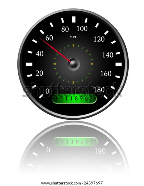 Speedometer On White Background Some Reflection Stock Illustration ...