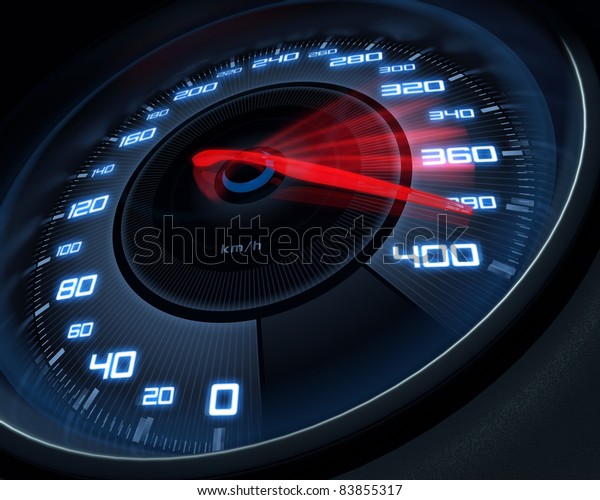 Velocímetro de alta velocidad en un: ilustración de stock 83855317 ...