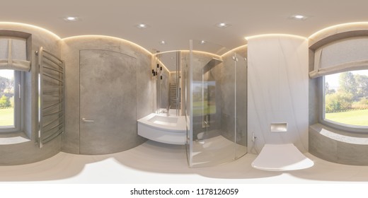 Spherical 360 Degrees Seamless Panorama Bathroom Stock Illustration ... Spherical 360 Degrees Seamless Panorama Bathroom Stock Illustration ...