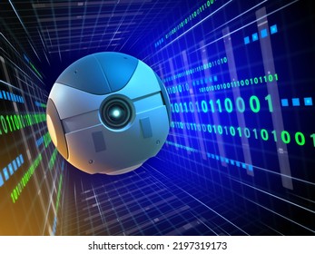 Spherical Device Travelling Code Tunnel 3d Stock Illustration ...