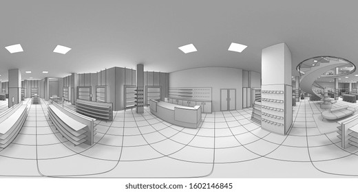 Spherical Panoramic Render Store Interior Visualization Stock ...