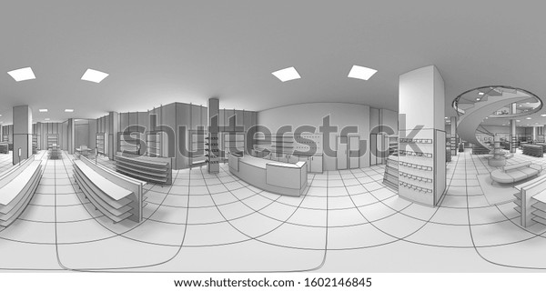 Spherical Panoramic Render Store Interior Visualization Stock ...
