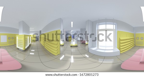 Spherical Panoramic Render Store Interior Visualization Stock ...