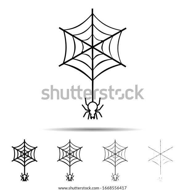 Spider On Web Different Shapes Icon Stock Illustration 1668556417 ...